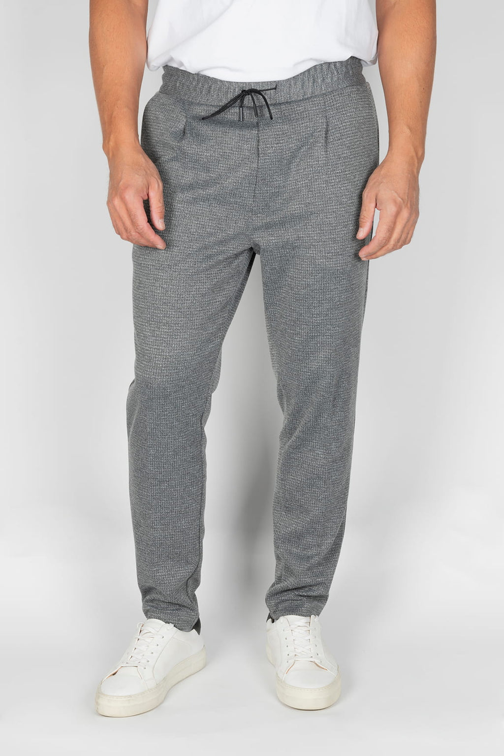 Rivera grey knit trousers with micro-texture slim-fit