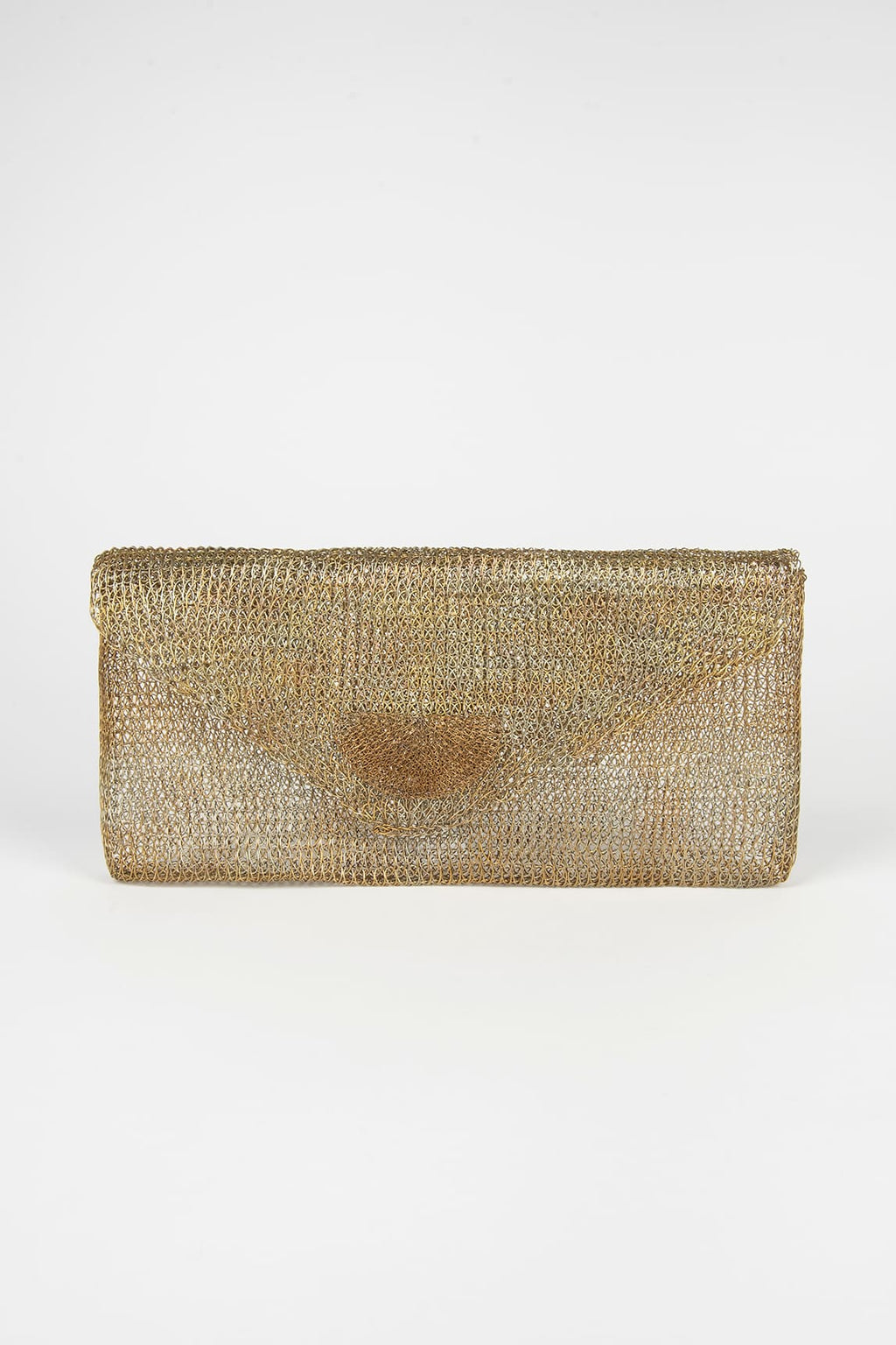 Gold metallic mesh handbag – Rivera